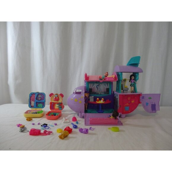 Mattel | Toys | Polly Pocket Jet Travel Adventure Pack Purple Plane Pop ...